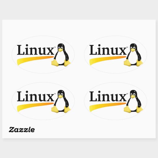 Linux Logo with Tux Products Oval Sticker | Zazzle