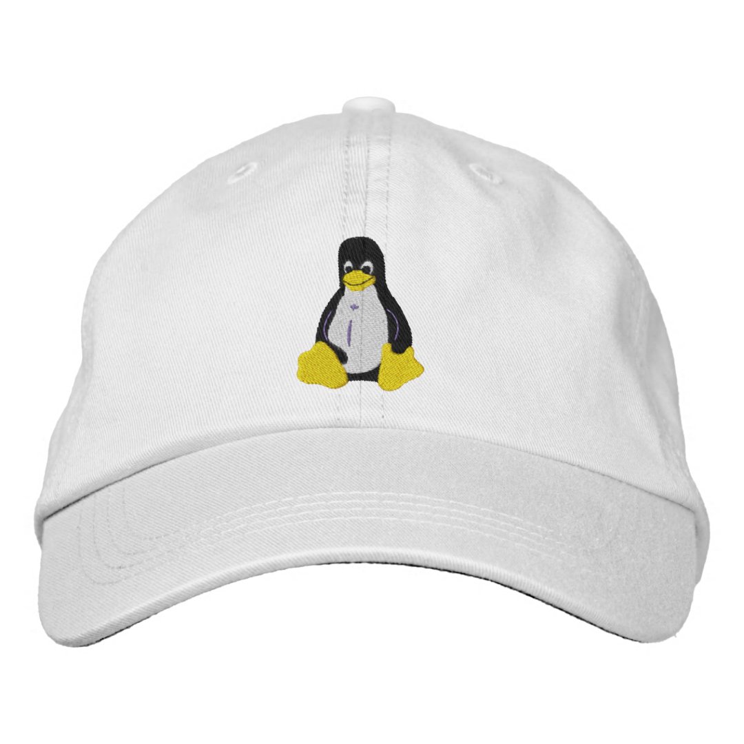Linux logo with Tux the penguin Embroidered Baseball Cap | Zazzle