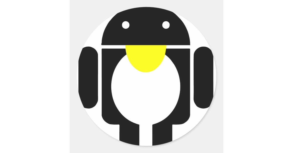 Linux Tux penguin android Classic Round Sticker | Zazzle
