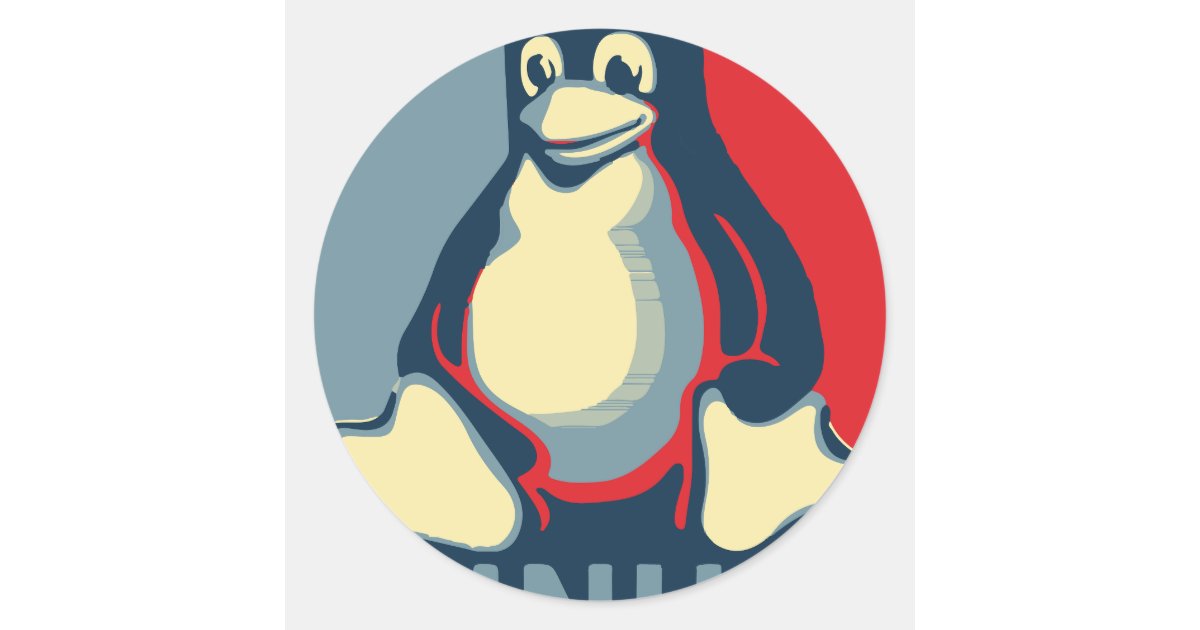 Linux tux penguin classic obama poster classic round sticker | Zazzle