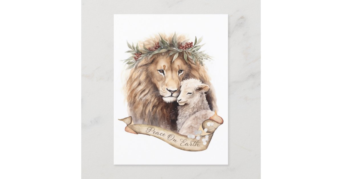 Lion And Lamb Christmas Card | Zazzle