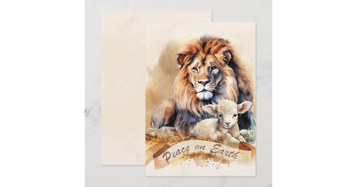 Lion and Lamb Christmas cards | Zazzle