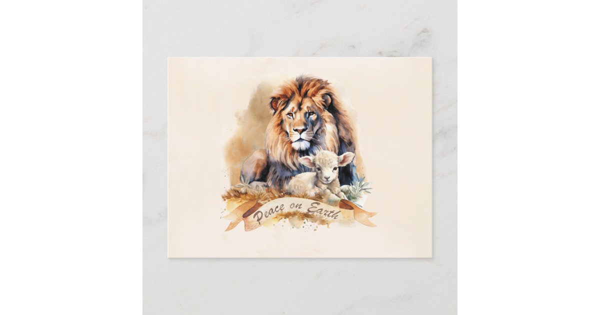 Lion and Lamb Christmas cards | Zazzle