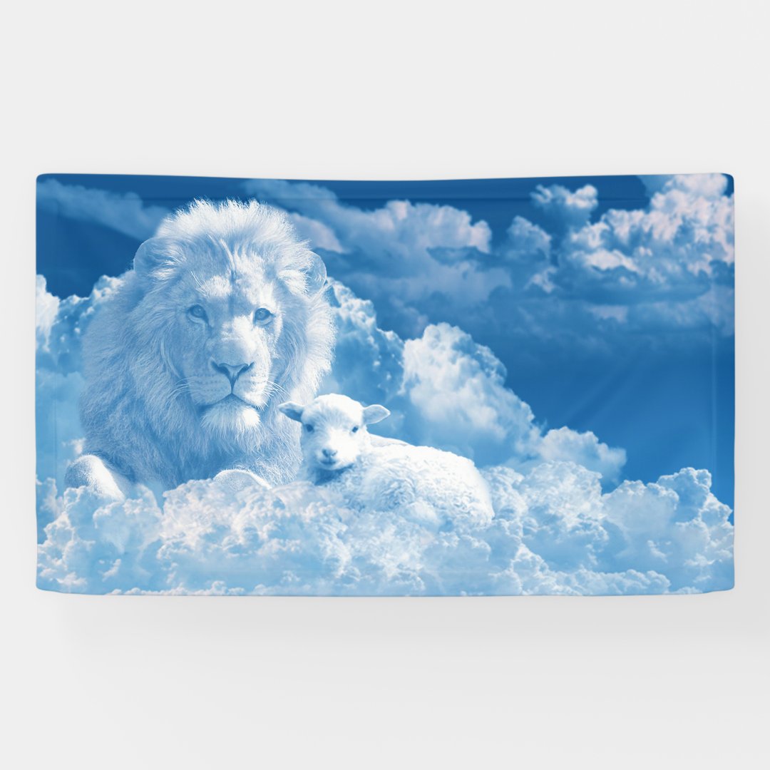 Lion and Lamb in the Clouds Banner | Zazzle