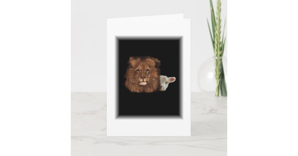 Lion and Lamb Peek Holiday Card | Zazzle