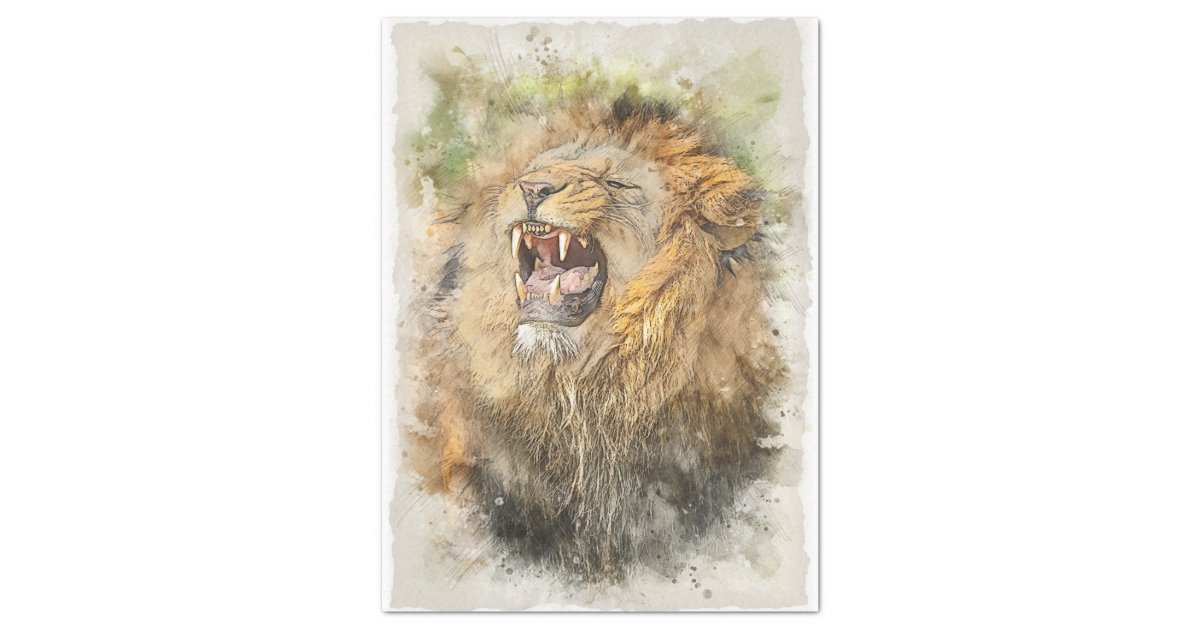 Lion Artwork Decoupage Tissue Paper | Zazzle