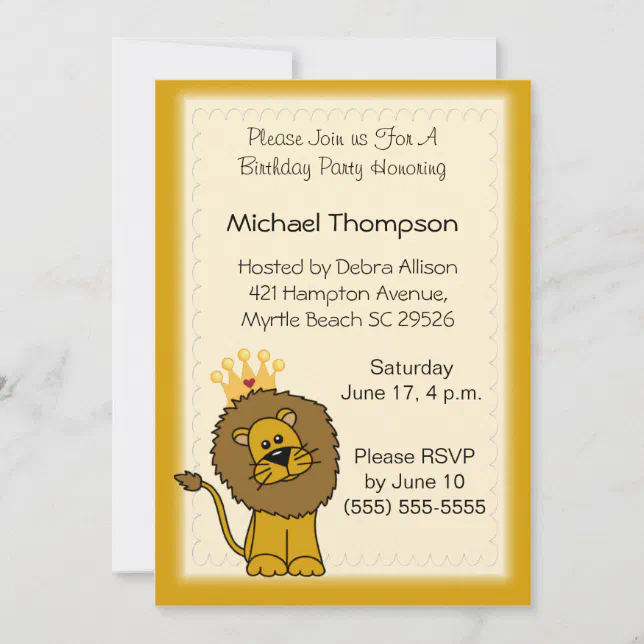 Lion Birthday Invitations | Zazzle