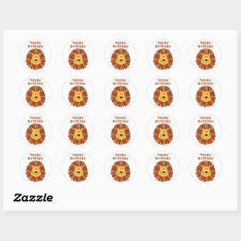 Lion Birthday Stickers | Zazzle