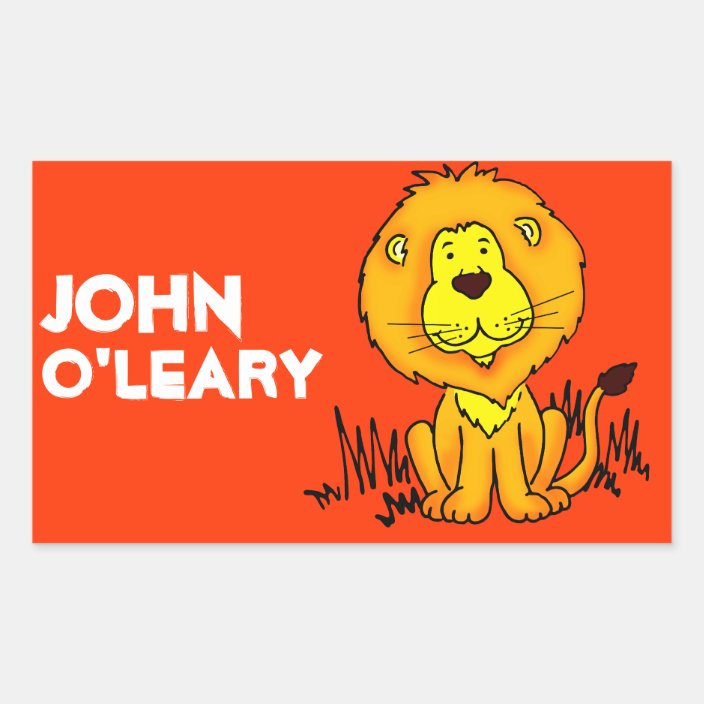 Lion book plate name orange id label sticker | Zazzle.com