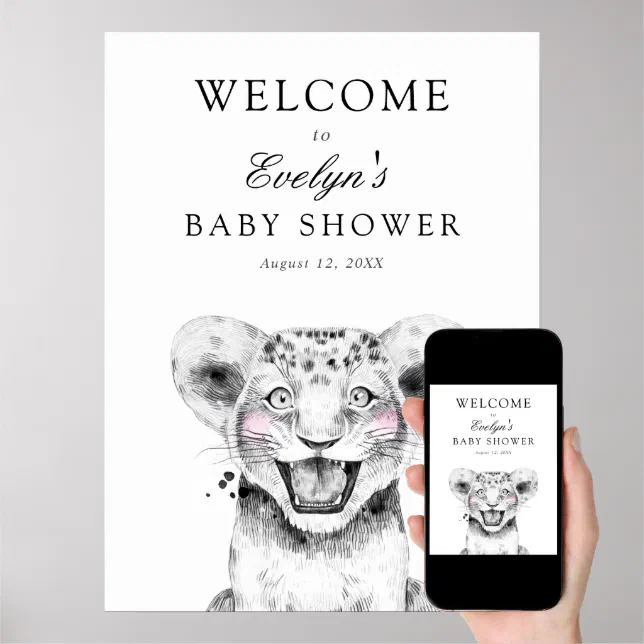 Lion Cub Baby Shower Welcome Sign | Zazzle