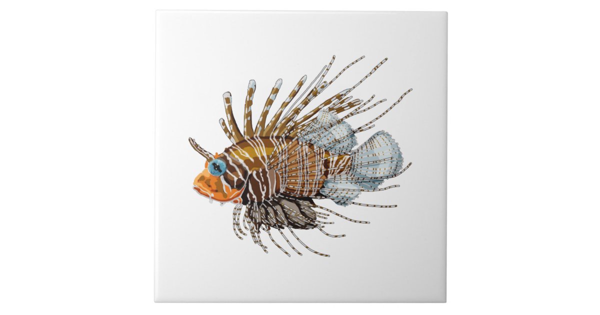 Lion fish ceramic tile | Zazzle