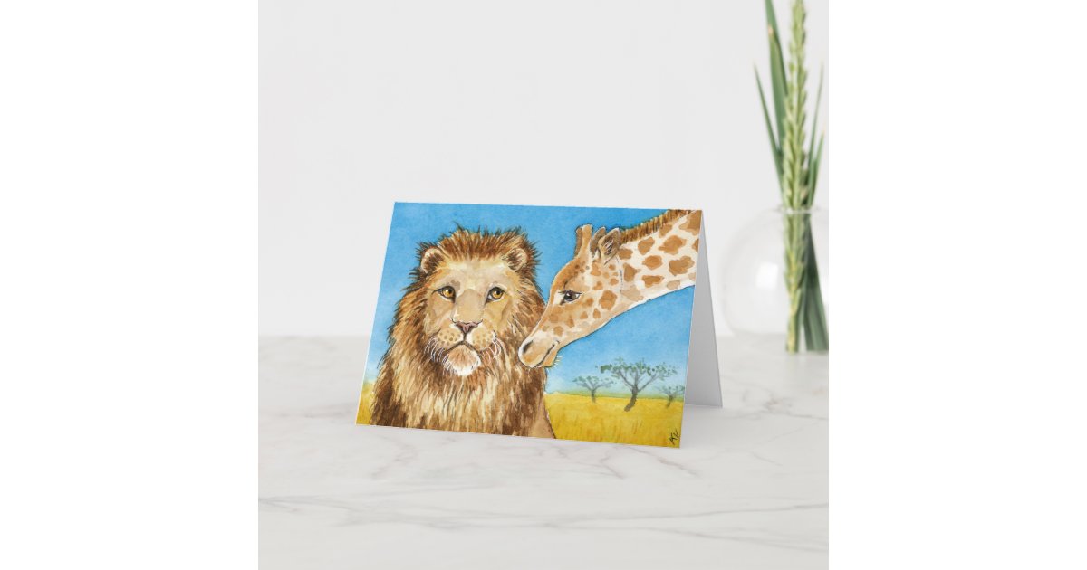 Lion, Giraffe, Anniversary card | Zazzle
