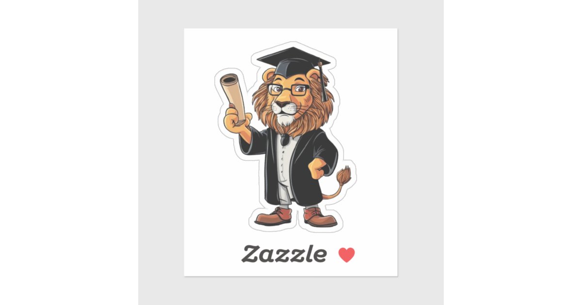 Lion Graduation Sticker | Zazzle