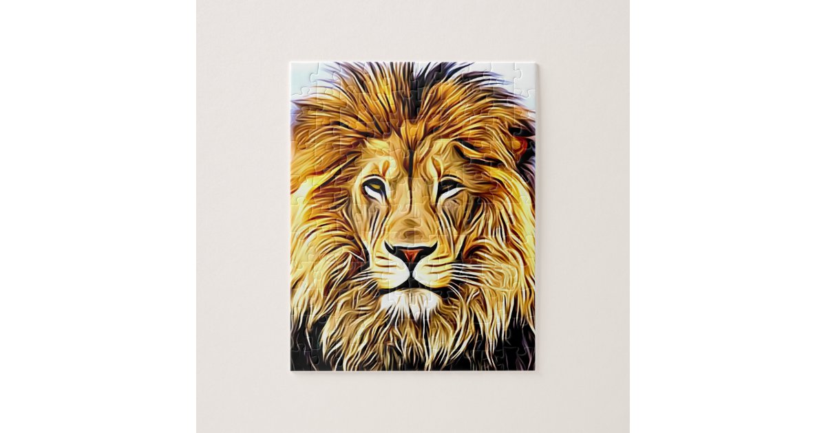 Lion head digital painting jigsaw puzzle | Zazzle