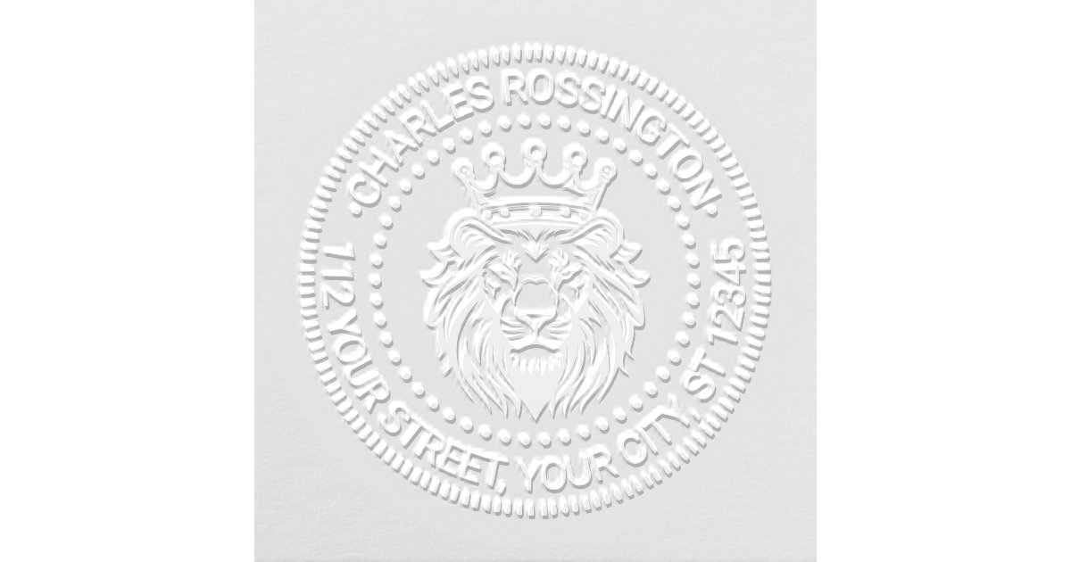 Lion Head Wearing Crown Name Return Address v1 Embosser | Zazzle