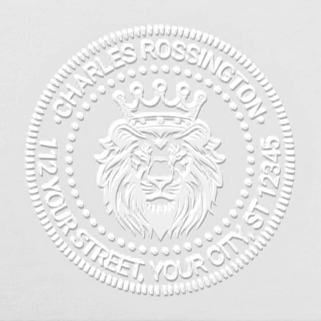 Lion Head Wearing Crown Name Return Address v1 Embosser | Zazzle