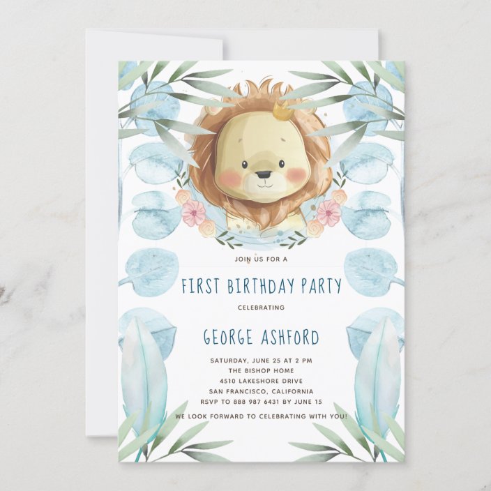 Lion Illustration Birthday Invitation | Zazzle.com
