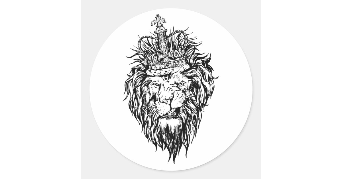 Lion in crown classic round sticker | Zazzle