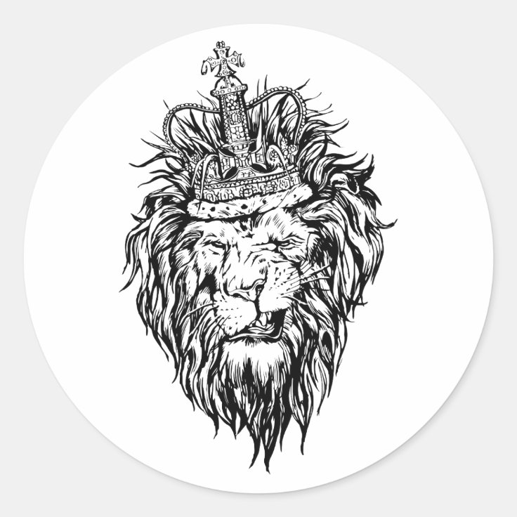 Lion in crown classic round sticker | Zazzle