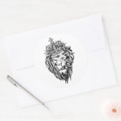 Lion in crown classic round sticker | Zazzle