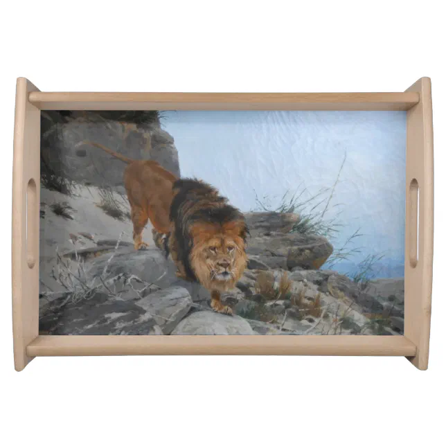 Lion in the Mountains (by Richard Friese) Serving Tray | Zazzle