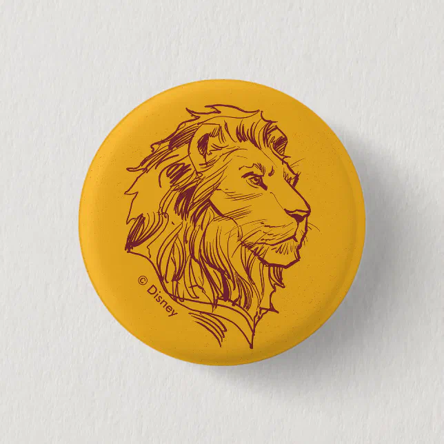 Lion King | Adult Simba Profile Sketch Button | Zazzle