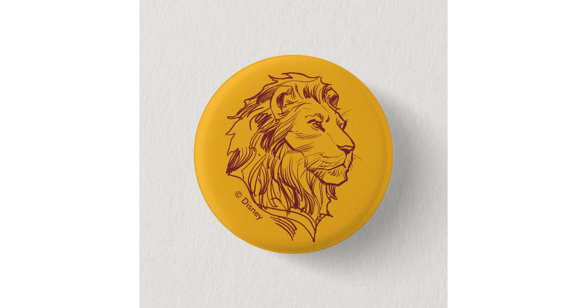 Lion King | Adult Simba Profile Sketch Button | Zazzle