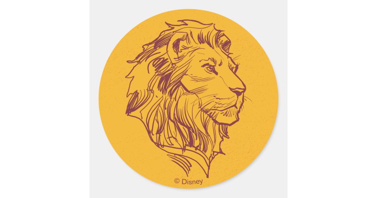 Lion King | Adult Simba Profile Sketch Classic Round Sticker | Zazzle