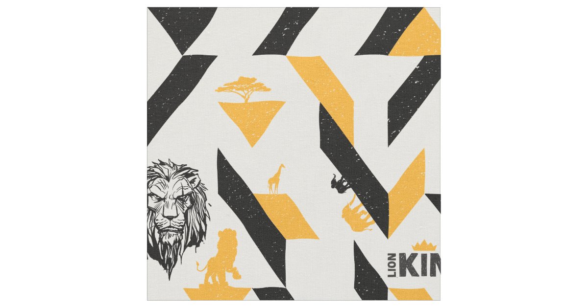 Lion King | Black & Gold Geometric Pattern Fabric | Zazzle