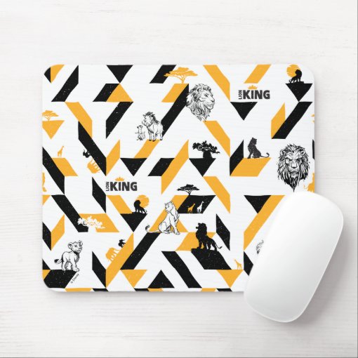 Lion King | Black & Gold Geometric Pattern Mouse Pad | Zazzle