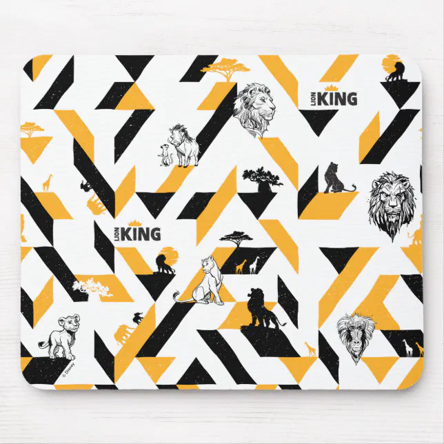 Lion King | Black & Gold Geometric Pattern Mouse Pad | Zazzle