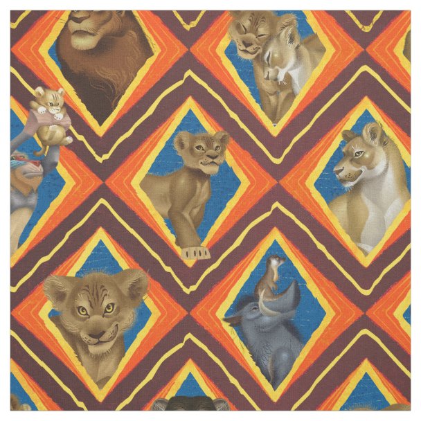 Lion King | Simba on Triangle Pattern Fabric | Zazzle
