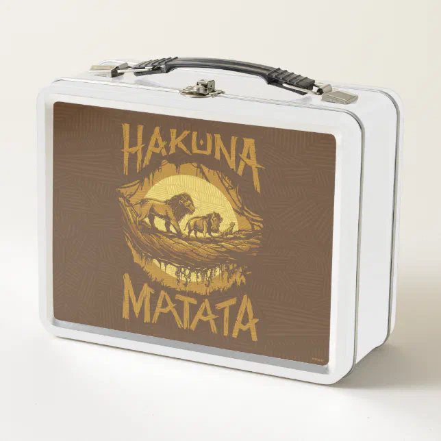 Lion King | "Hakuna Matata" Woodcut Design Metal Lunch Box | Zazzle