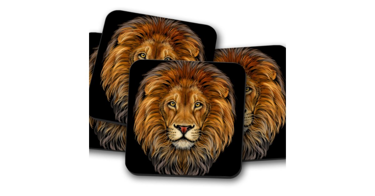 Lion King Portrait Coaster | Majestic Lion Coaster | Zazzle