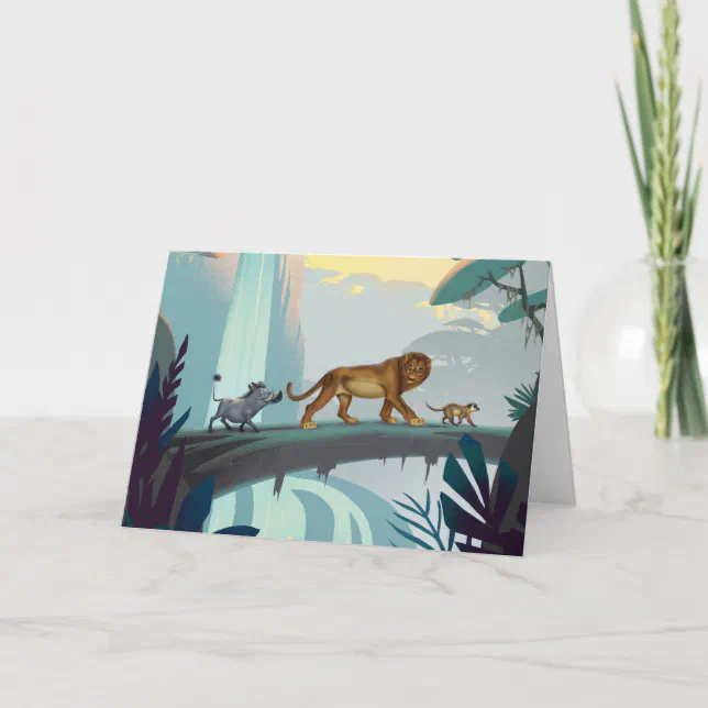 Lion King | Pumbaa, Simba, & Timon Crossing Log Card | Zazzle
