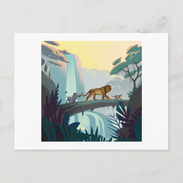 Lion King | Pumbaa, Simba, & Timon Crossing Log Postcard | Zazzle
