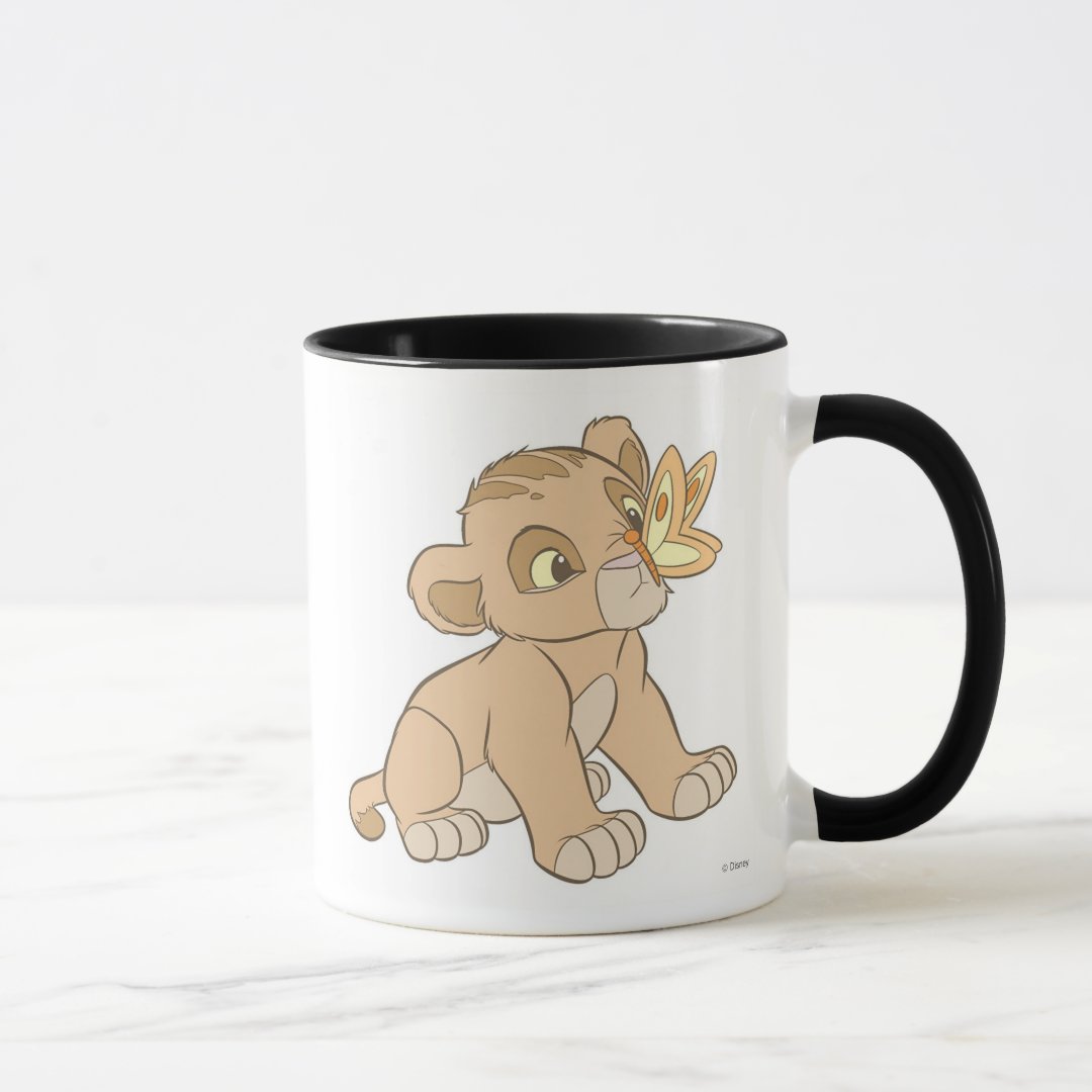 Lion King Simba cub butterfly on nose Disney Mug | Zazzle