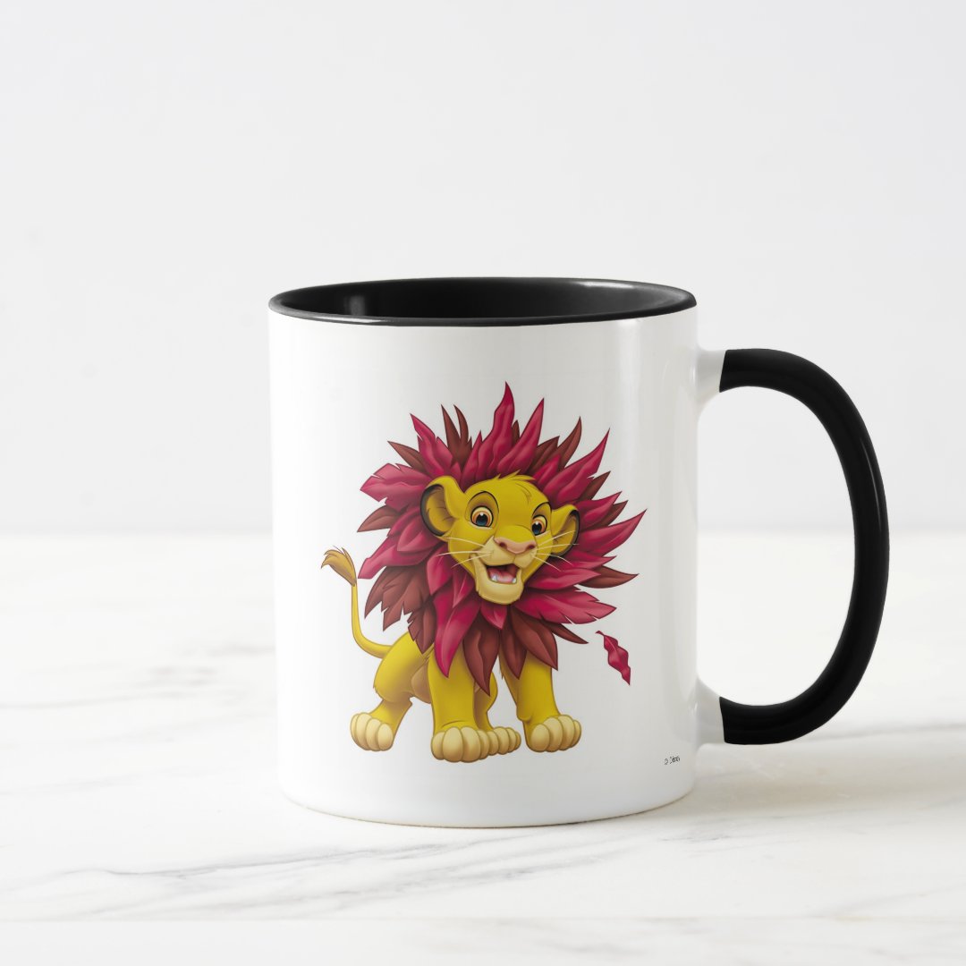 Lion King Simba cub mane of pink red leaves Disney Mug | Zazzle