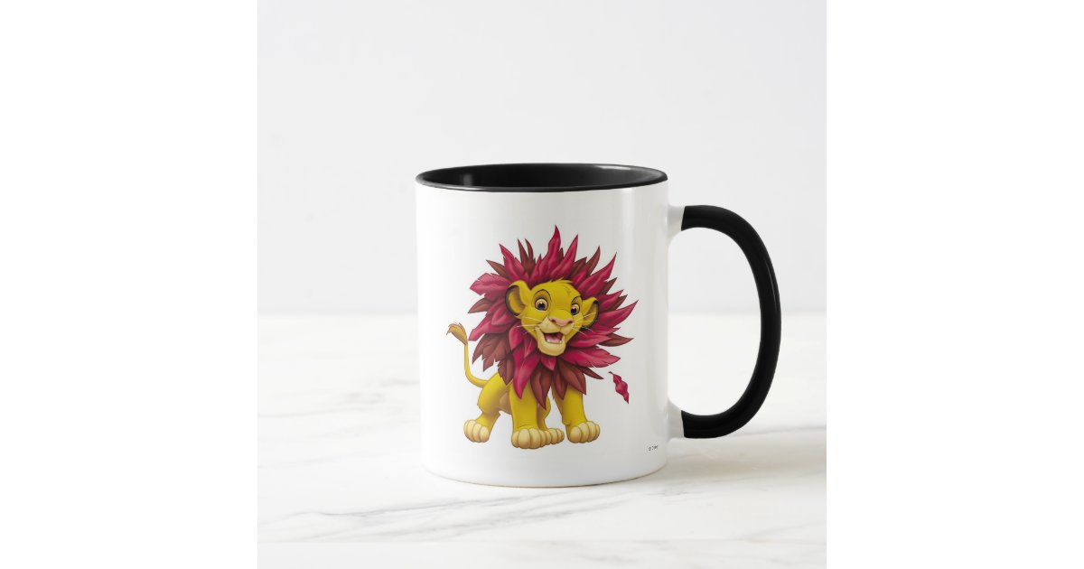 Lion King Simba cub mane of pink red leaves Disney Mug | Zazzle