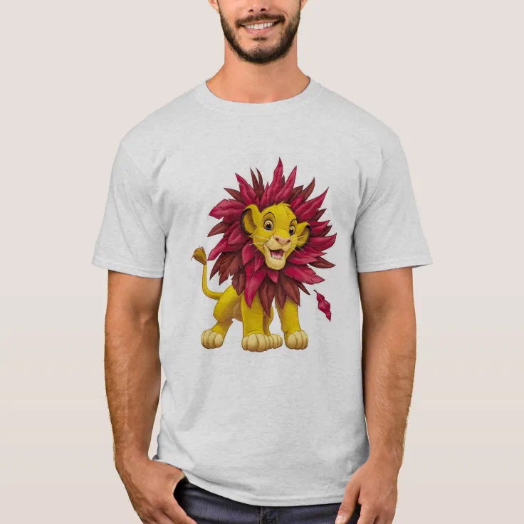 Lion King Simba cub mane of pink red leaves Disney T-Shirt | Zazzle