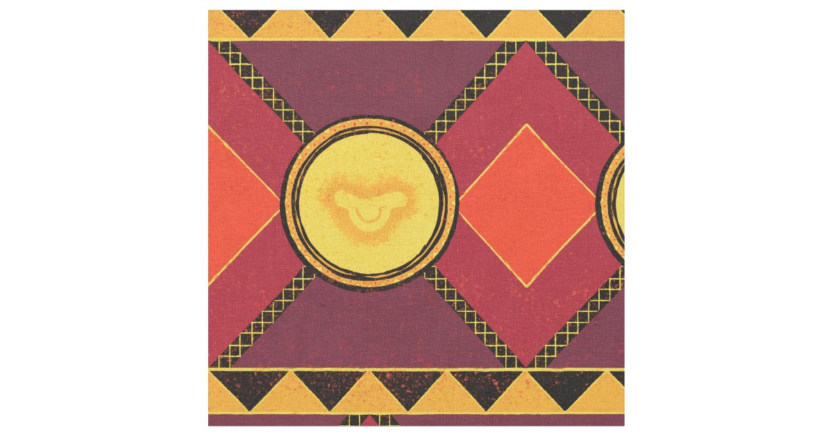 Lion King | Simba Icon African Style Pattern Fabric | Zazzle