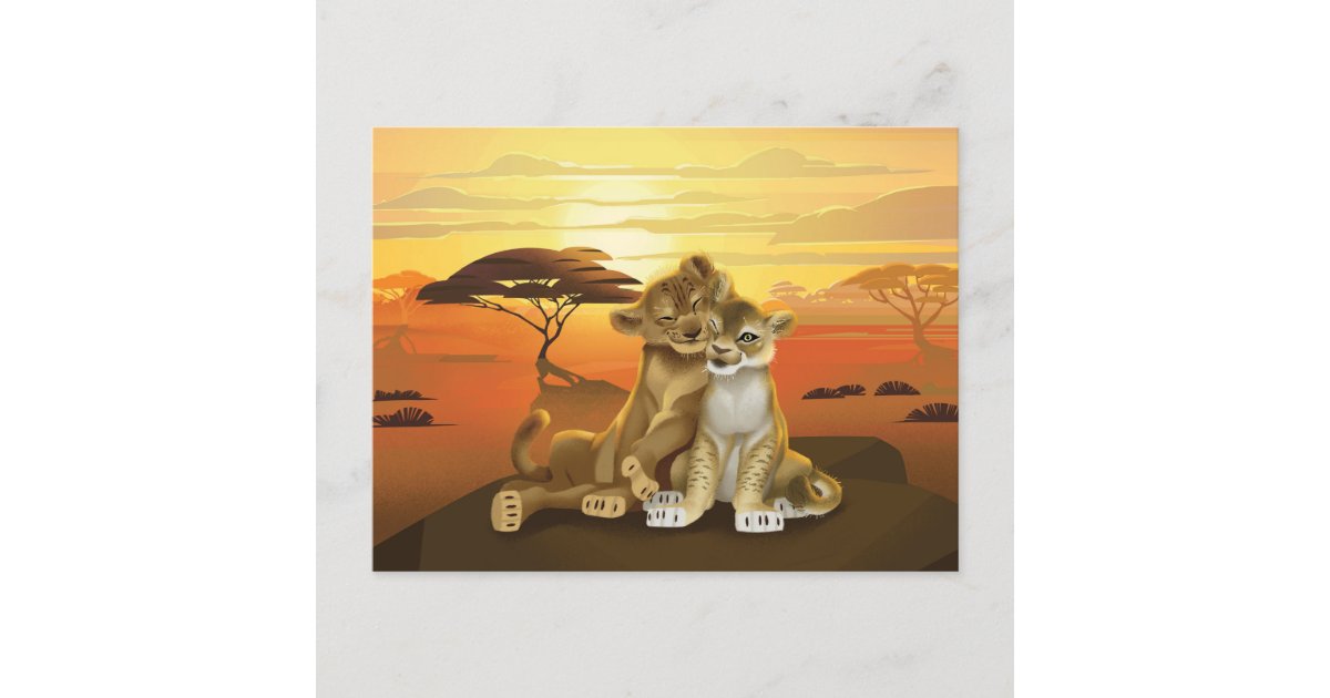 Lion King | Simba & Nala At Sunset Postcard | Zazzle