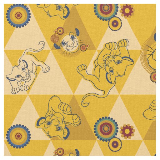 Lion King | Simba on Triangle Pattern Fabric | Zazzle