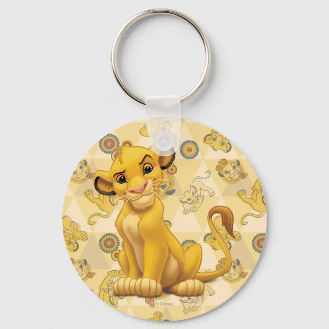 Lion King | Simba on Triangle Pattern Keychain | Zazzle