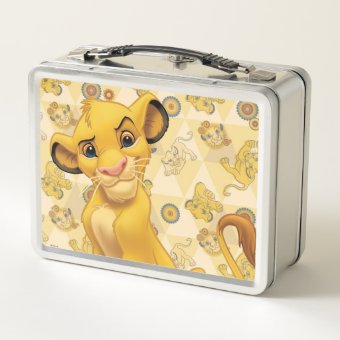Lion King | Simba on Triangle Pattern Metal Lunch Box | Zazzle