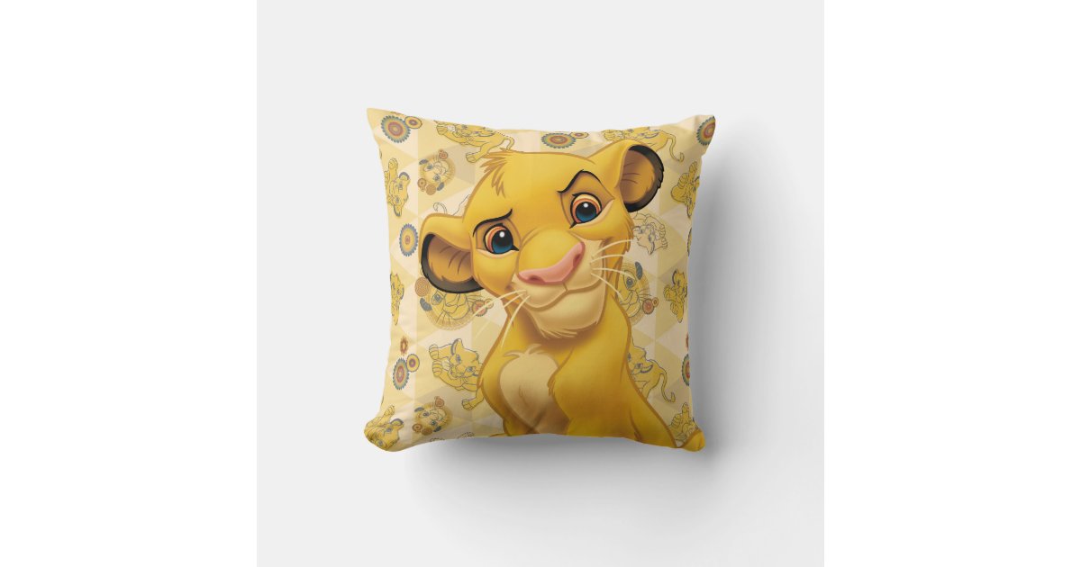 Lion King | Simba on Triangle Pattern Throw Pillow | Zazzle