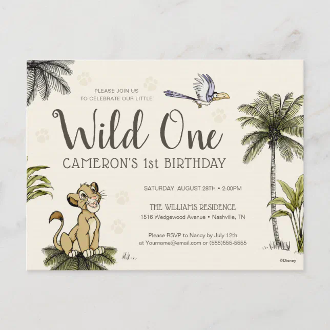Lion King Wild One First Birthday Invitation Postcard | Zazzle