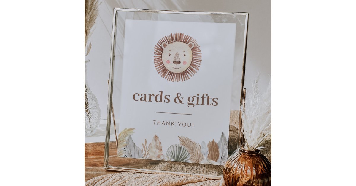 Lion Leaf Neutral Cards and Gifts Sign | Zazzle