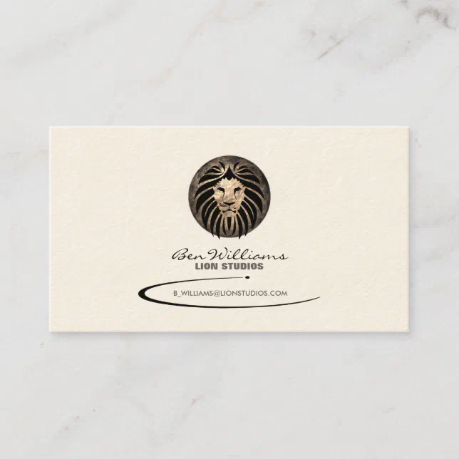 Lion Logo Business Card (Moon Backdrop) | Zazzle