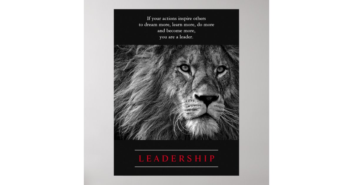 Lion Motivational Leadership Poster | Zazzle
